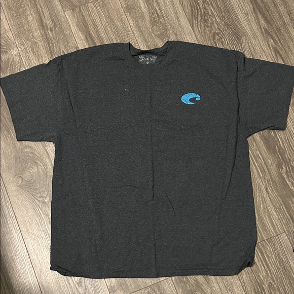 Costa | Tops | Costa Dark Gray Tee With Blue Logo | Poshmark